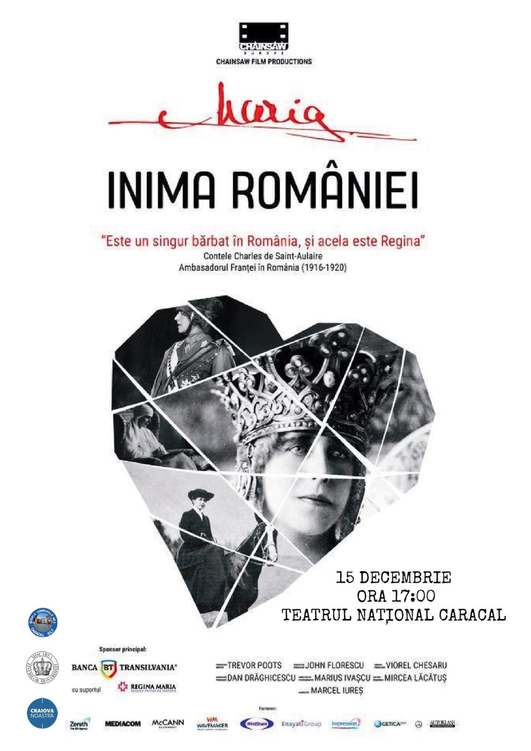Filmul „Maria - Inima României”, la Teatrul Național Caracal ...